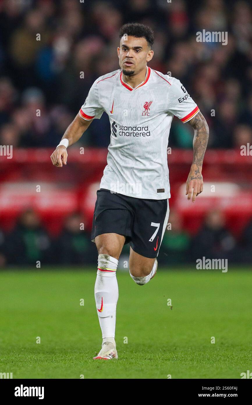 Nottingham, UK. 14th Jan, 2025. Liverpool forward Luis Diaz (7) during ...