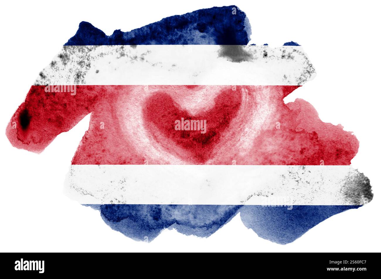 Costa Rica flag is depicted in liquid watercolor style isolated on ...