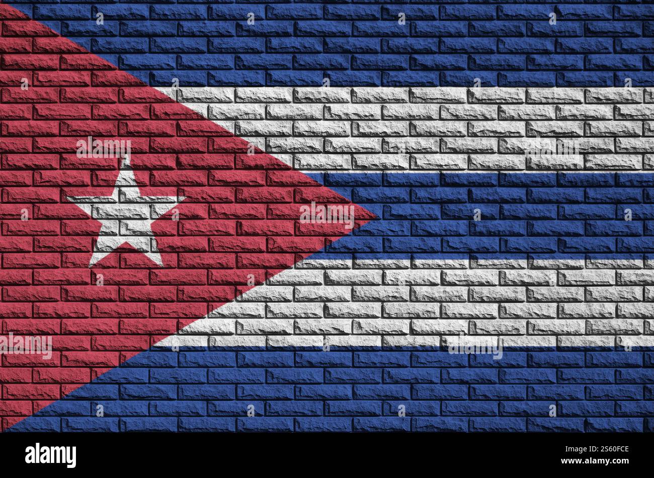 Cuba flag is painted onto an old brick wall Stock Photo - Alamy
