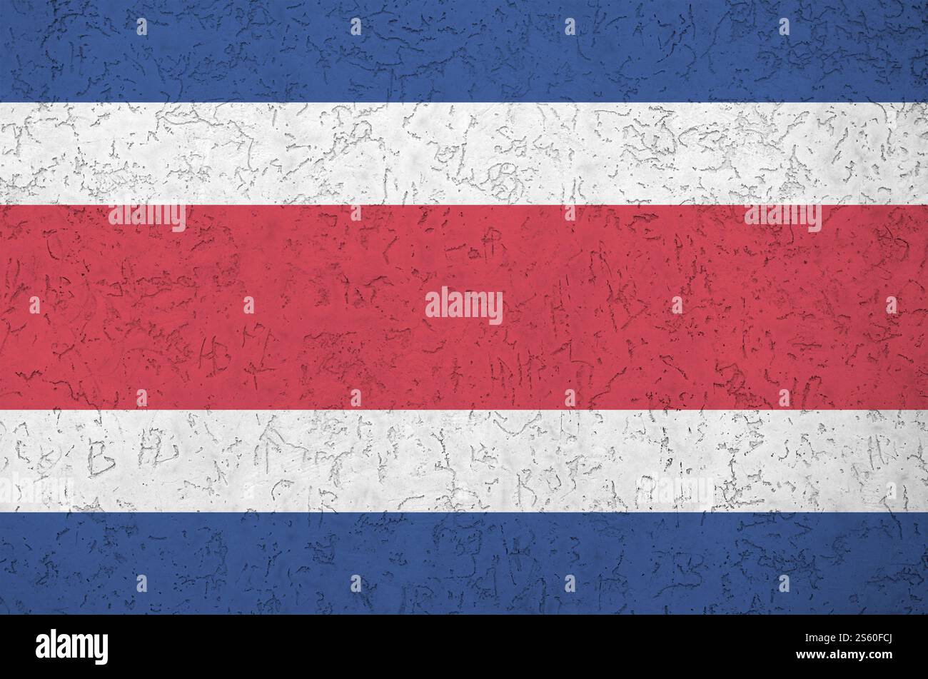 Costa Rica flag depicted in bright paint colors on old relief ...
