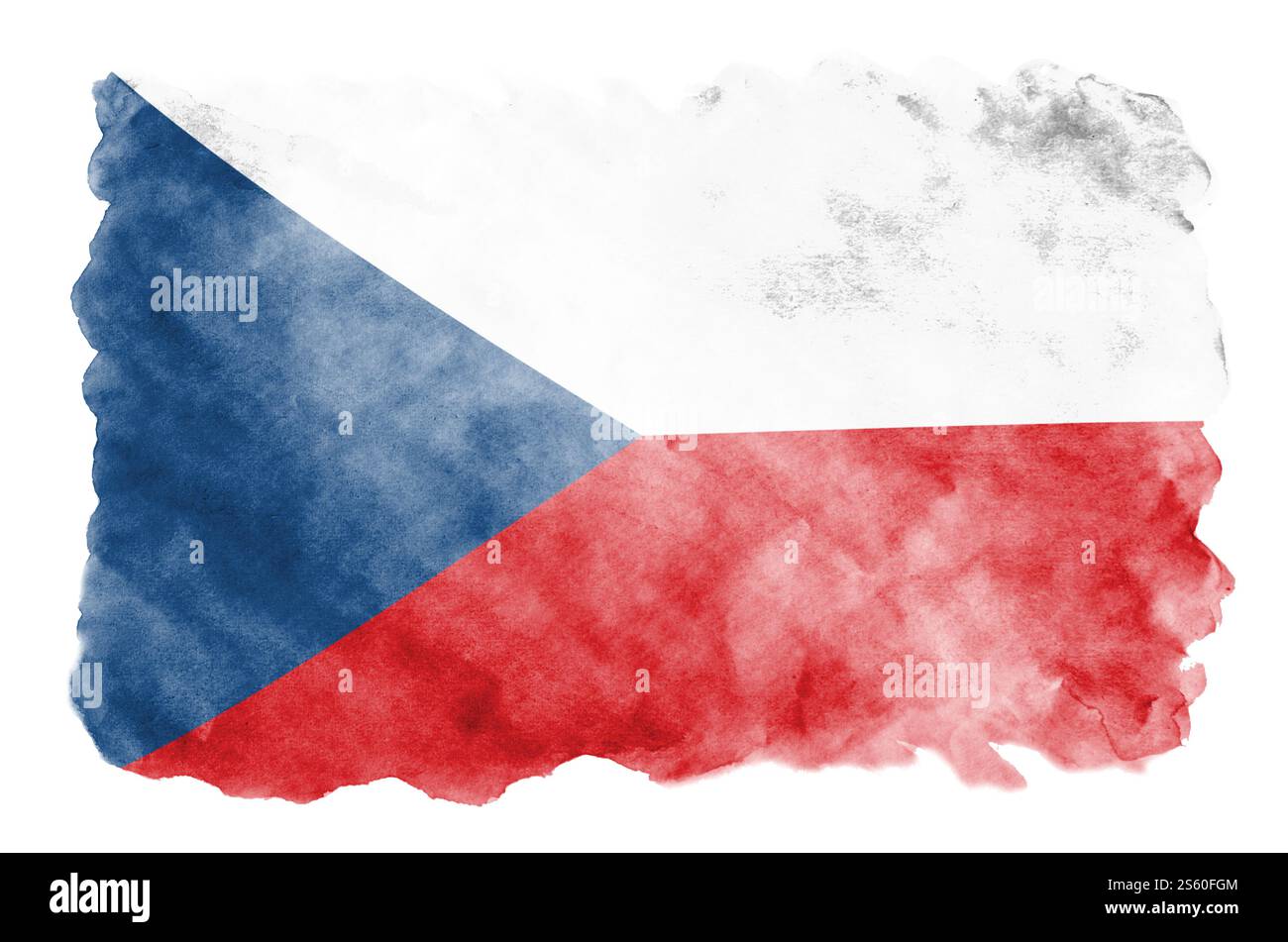 Czech flag is depicted in liquid watercolor style isolated on white ...
