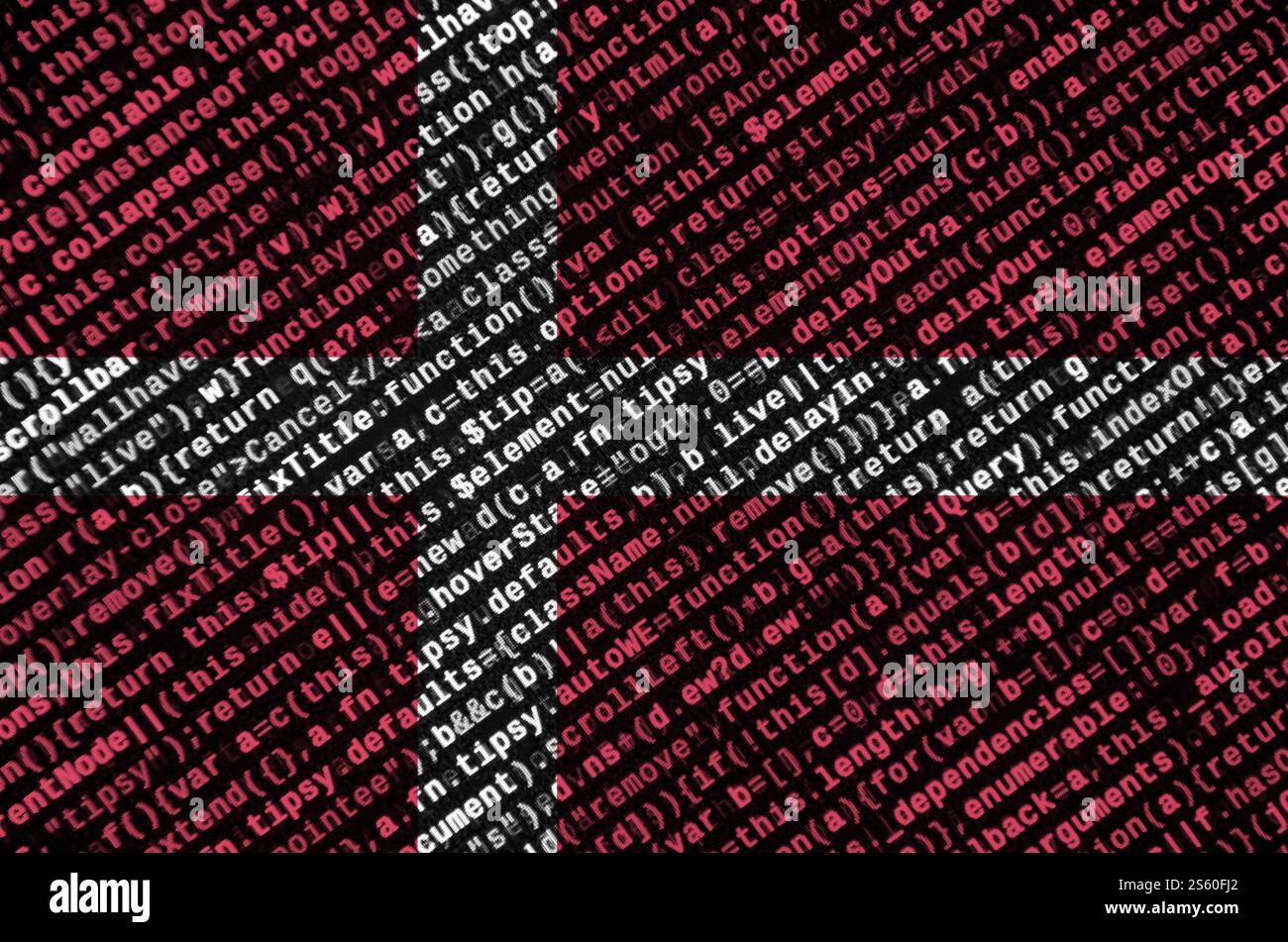 Denmark flag is depicted on the screen with the program code. The ...
