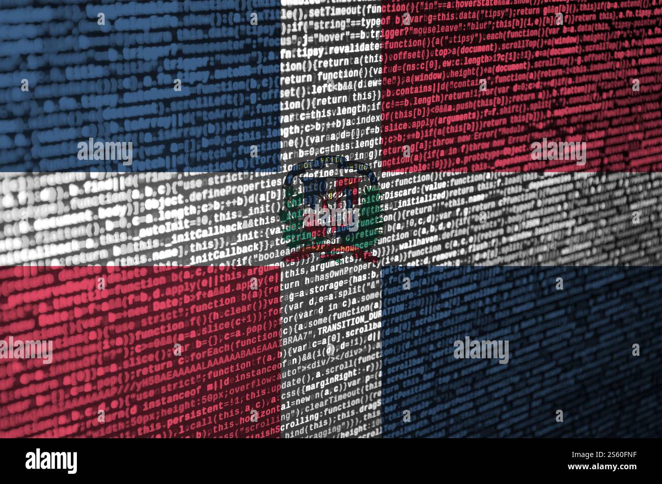 Dominican Republic flag is depicted on the screen with the program code. The concept of modern ...