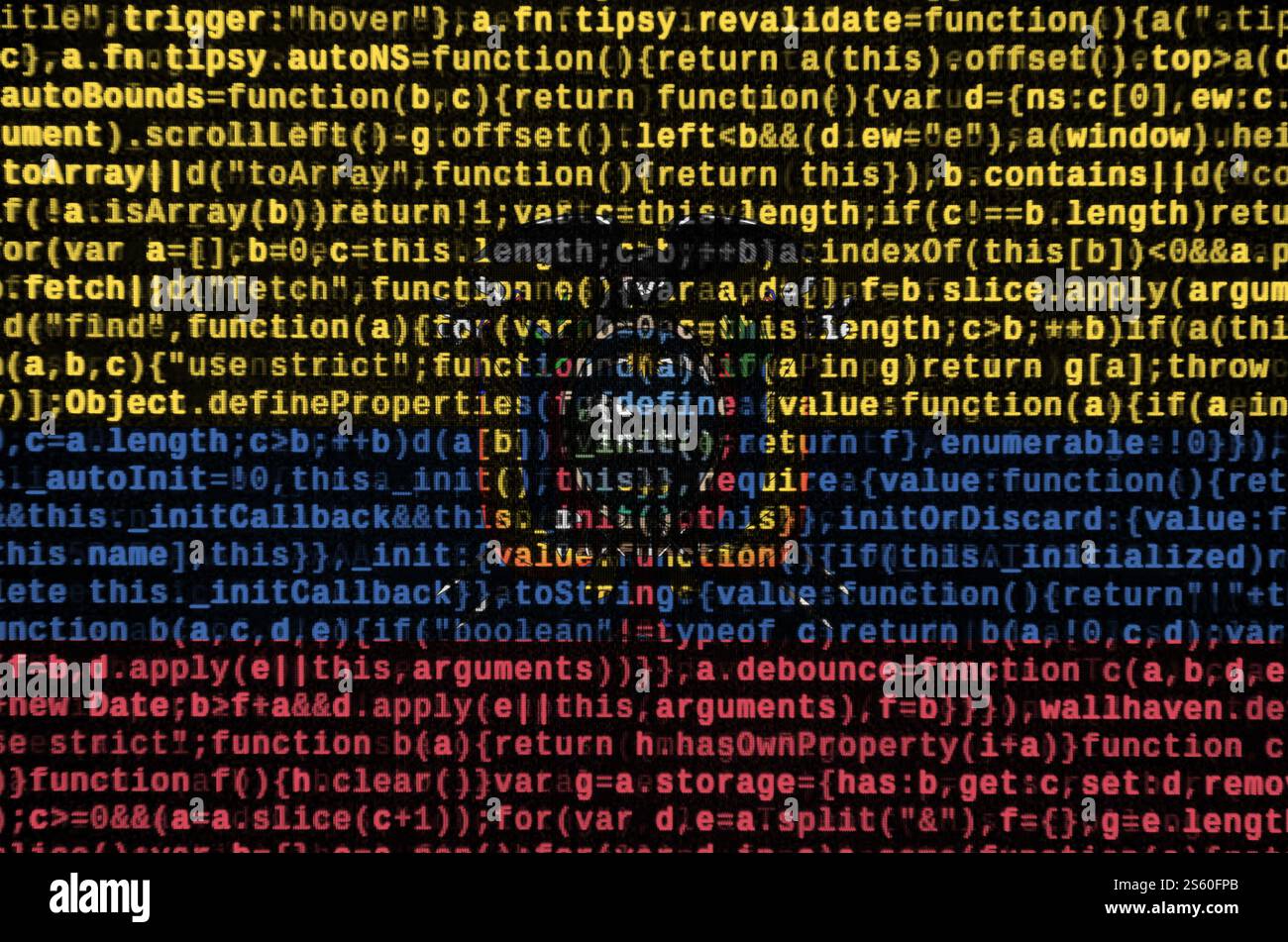 Ecuador flag is depicted on the screen with the program code. The ...