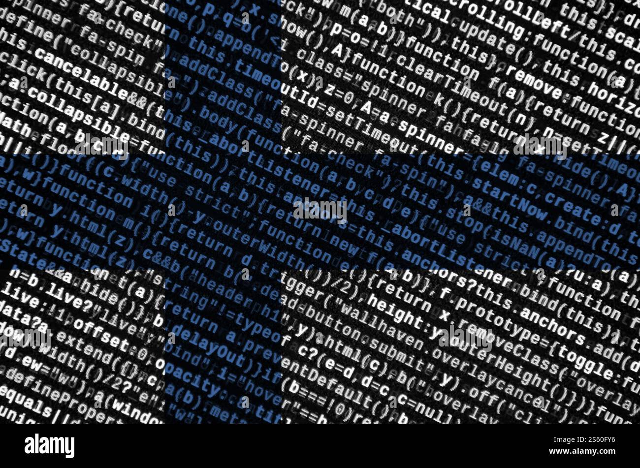 Finland flag is depicted on the screen with the program code. The ...