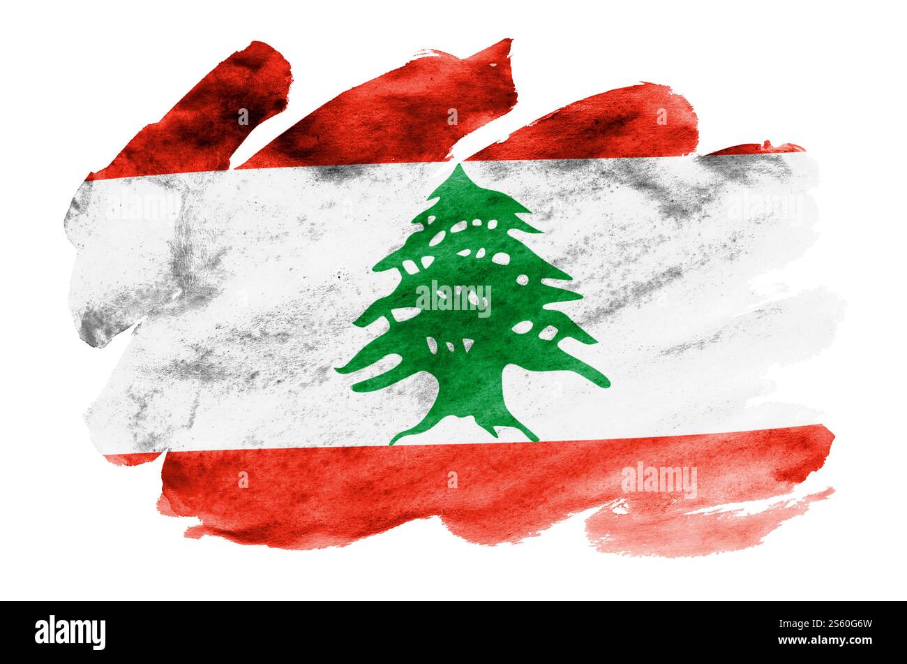 Lebanon flag is depicted in liquid watercolor style isolated on white ...