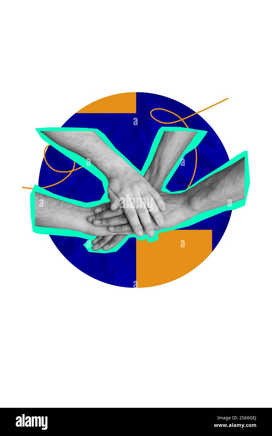 Template sketch trend artwork photo collage of anonymous group friends ...