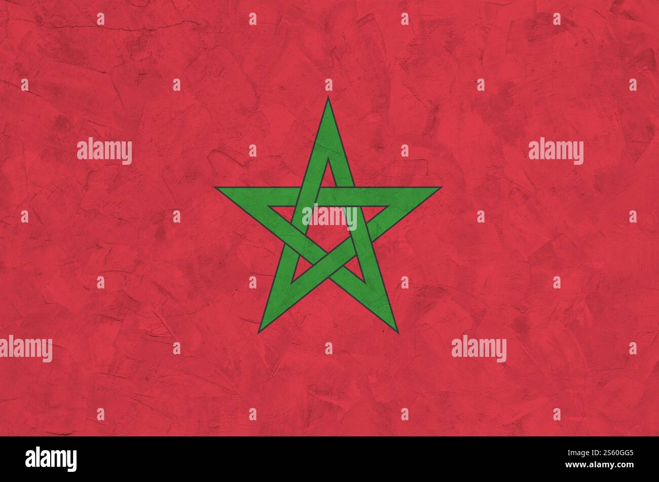Morocco flag depicted in bright paint colors on old relief plastering ...