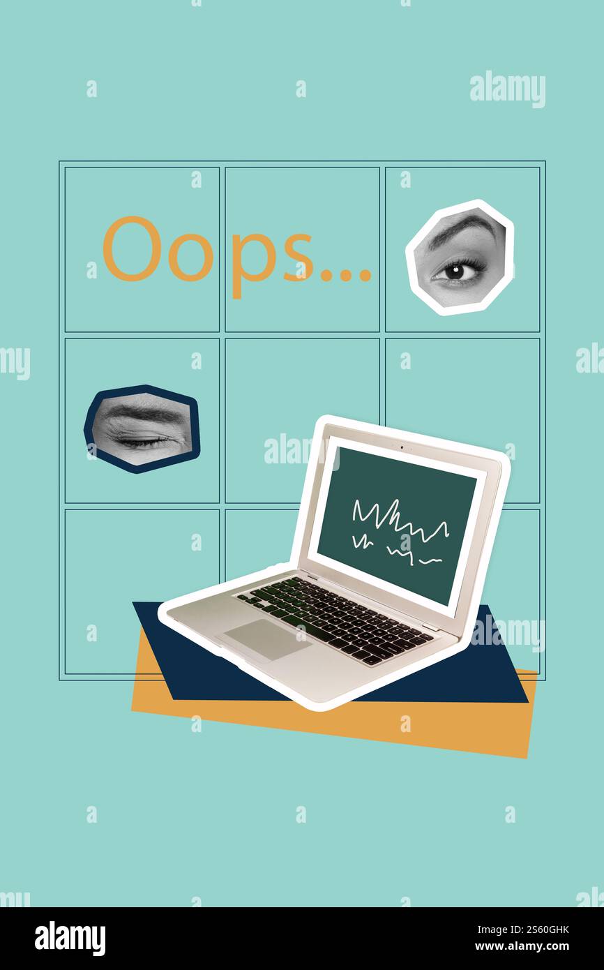 Poster image vertical photo collage of human eyes stare oops problem ...