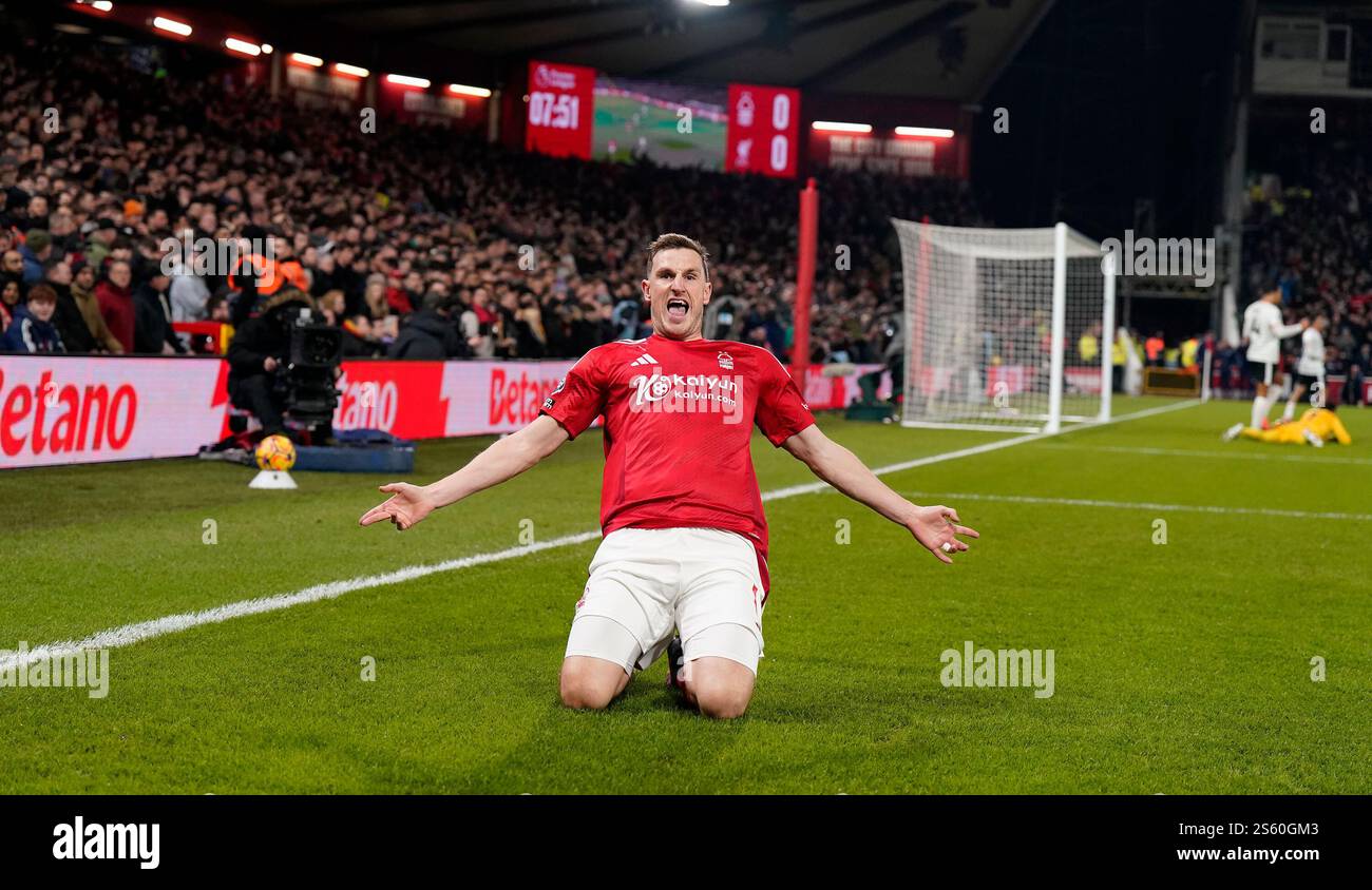 Nottingham, UK. 14th Jan, 2025. Chris Wood of Nottingham Forest ...