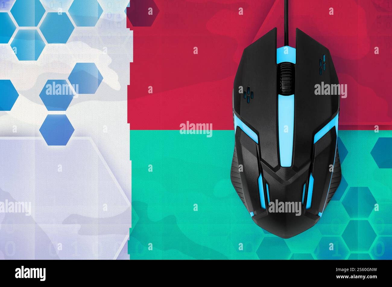 Madagascar flag and modern backlit computer mouse. Concept of country ...