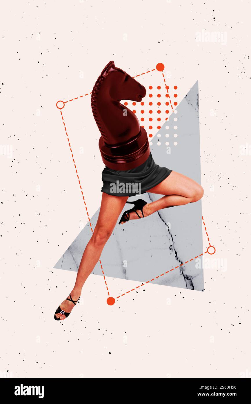 Sketch composite 3D photo collage trend artwork of anonymous body chess ...