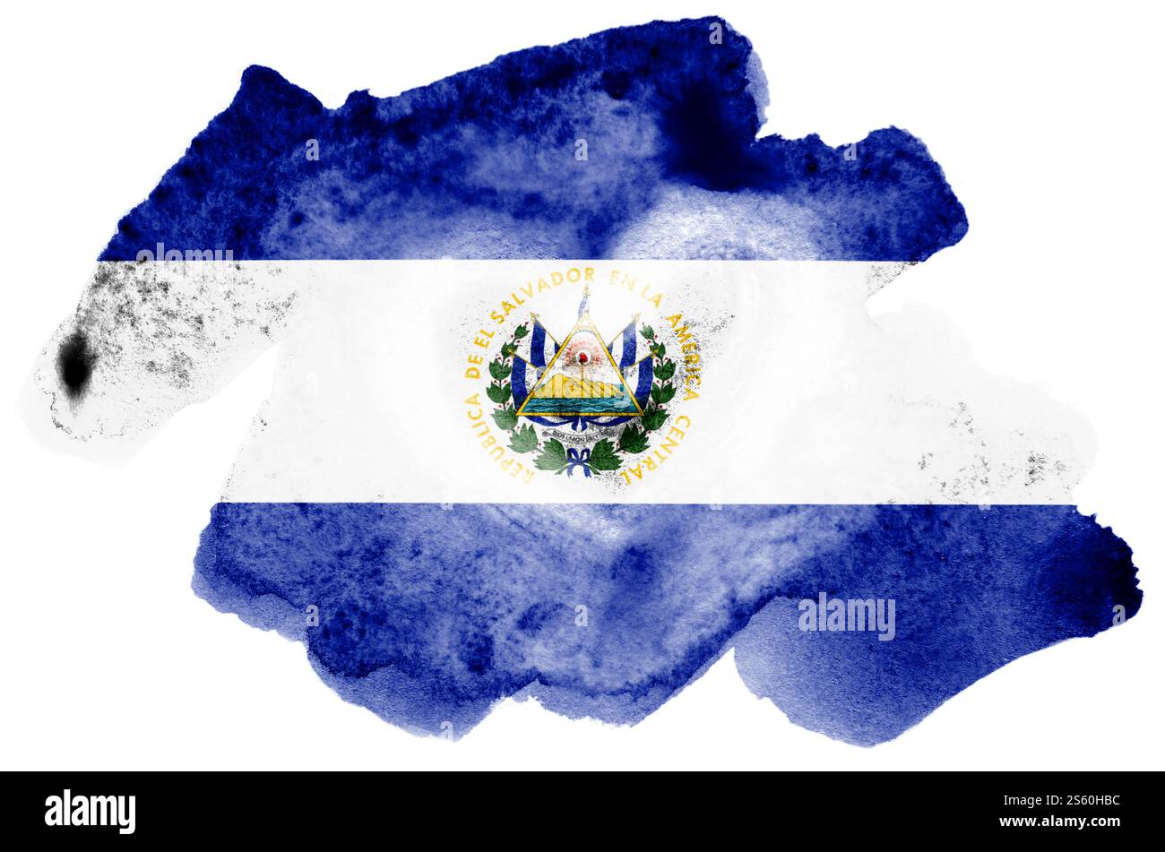 El Salvador flag is depicted in liquid watercolor style isolated on ...