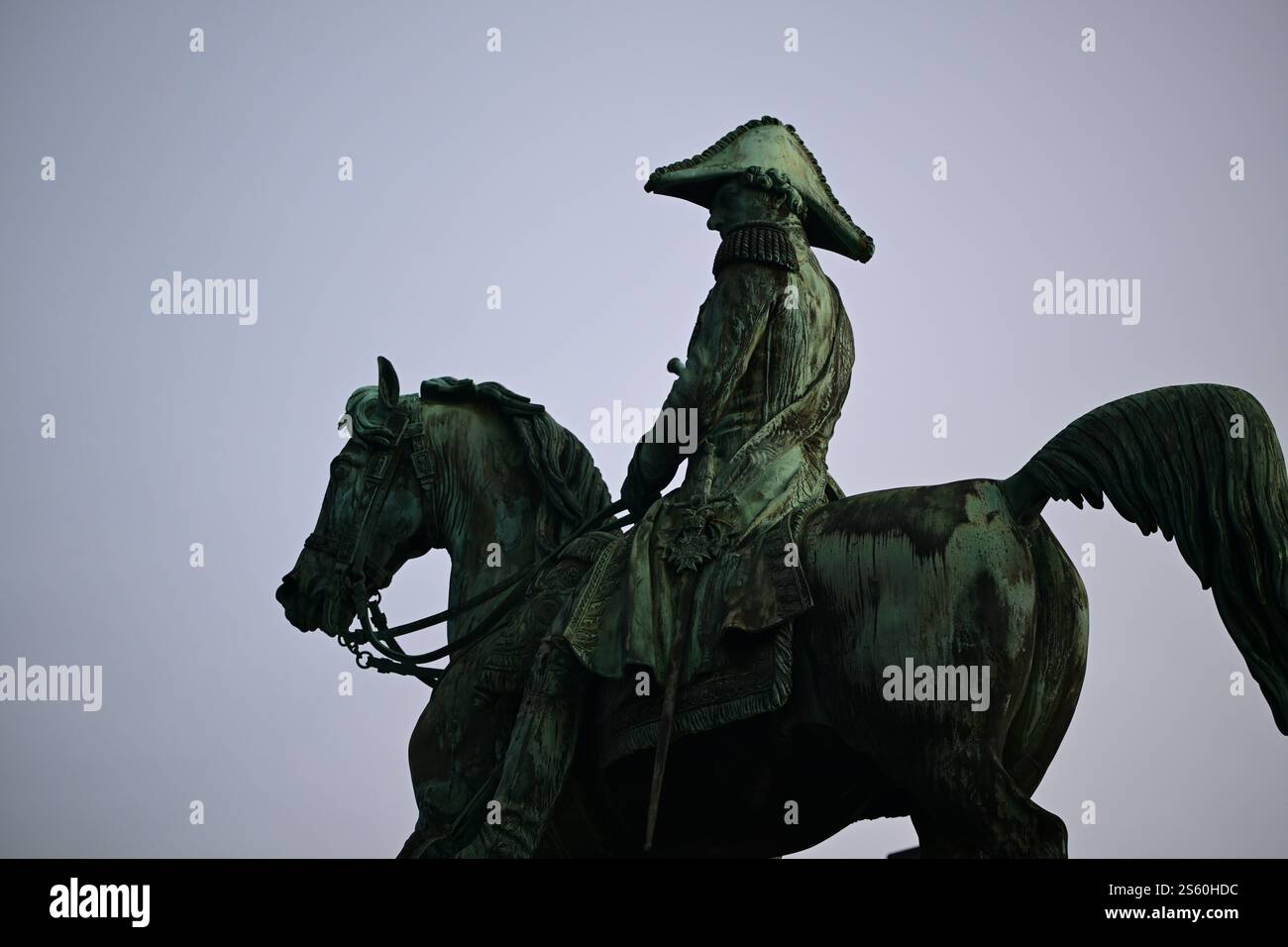 Stockholm, Uppland, Sweden. December 31 2024. Karl XIV Johan statue in ...