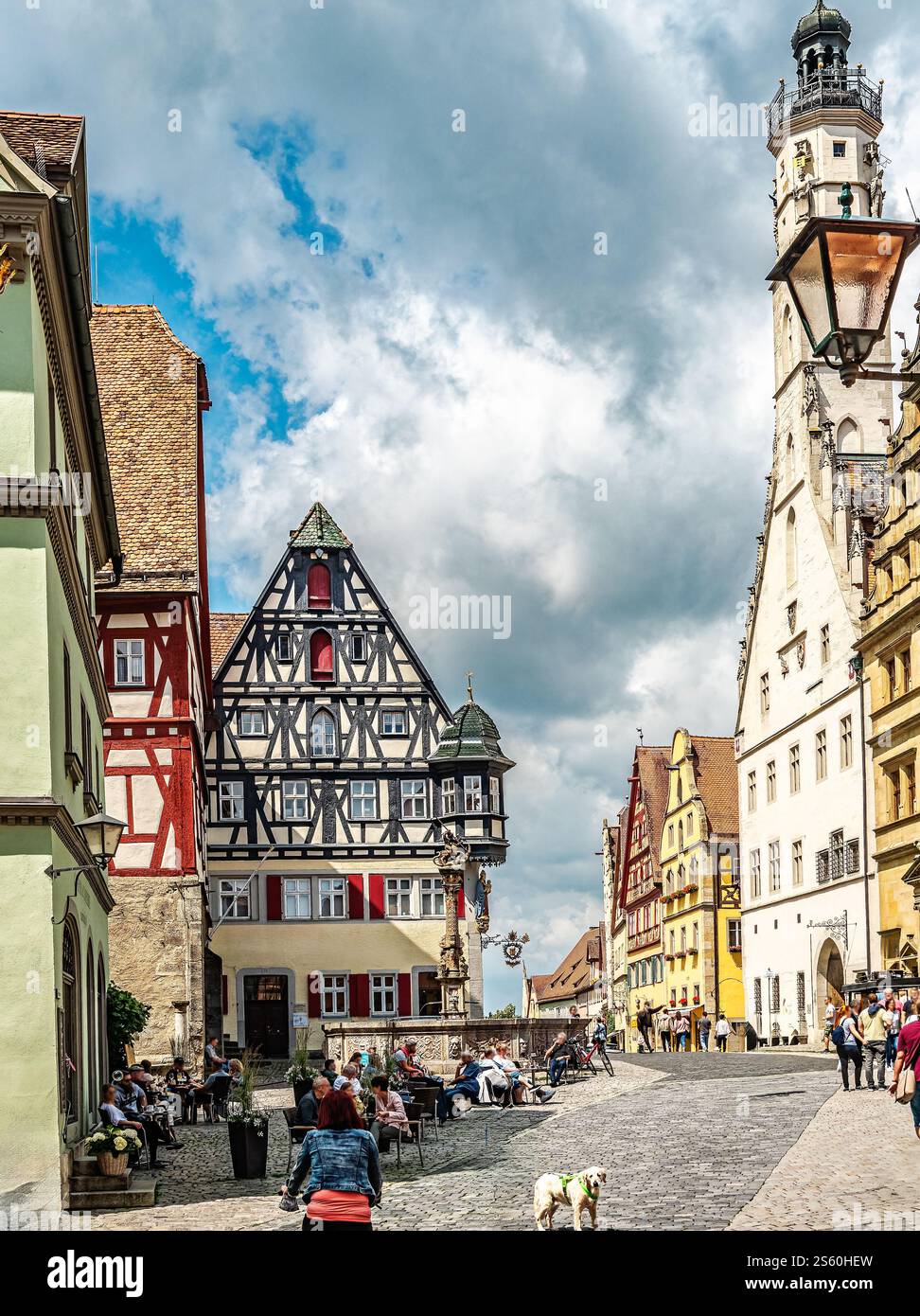 Charming medieval street featuring colorful half-timbered houses, ivy ...