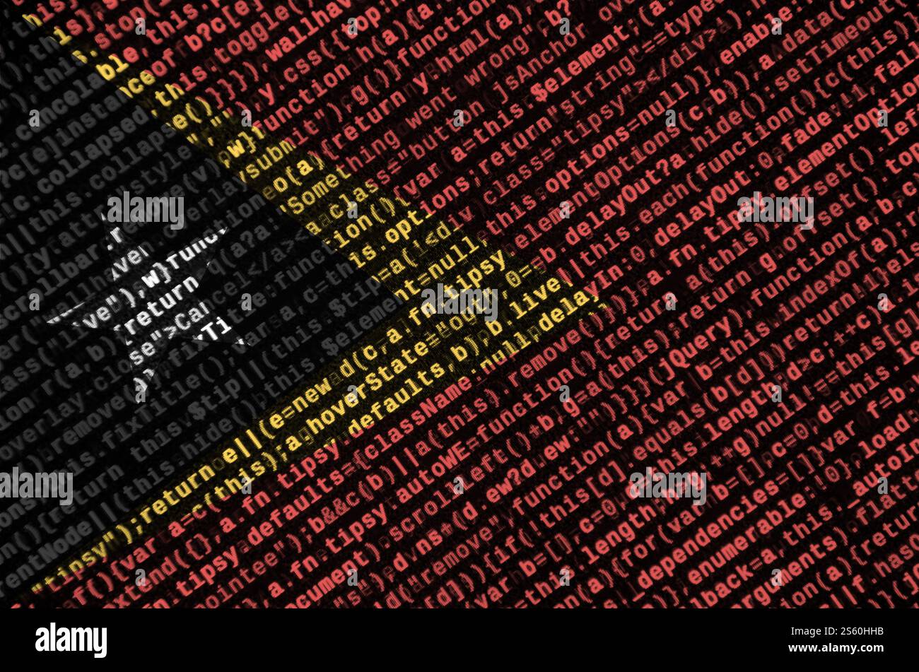Timor Leste flag is depicted on the screen with the program code. The ...