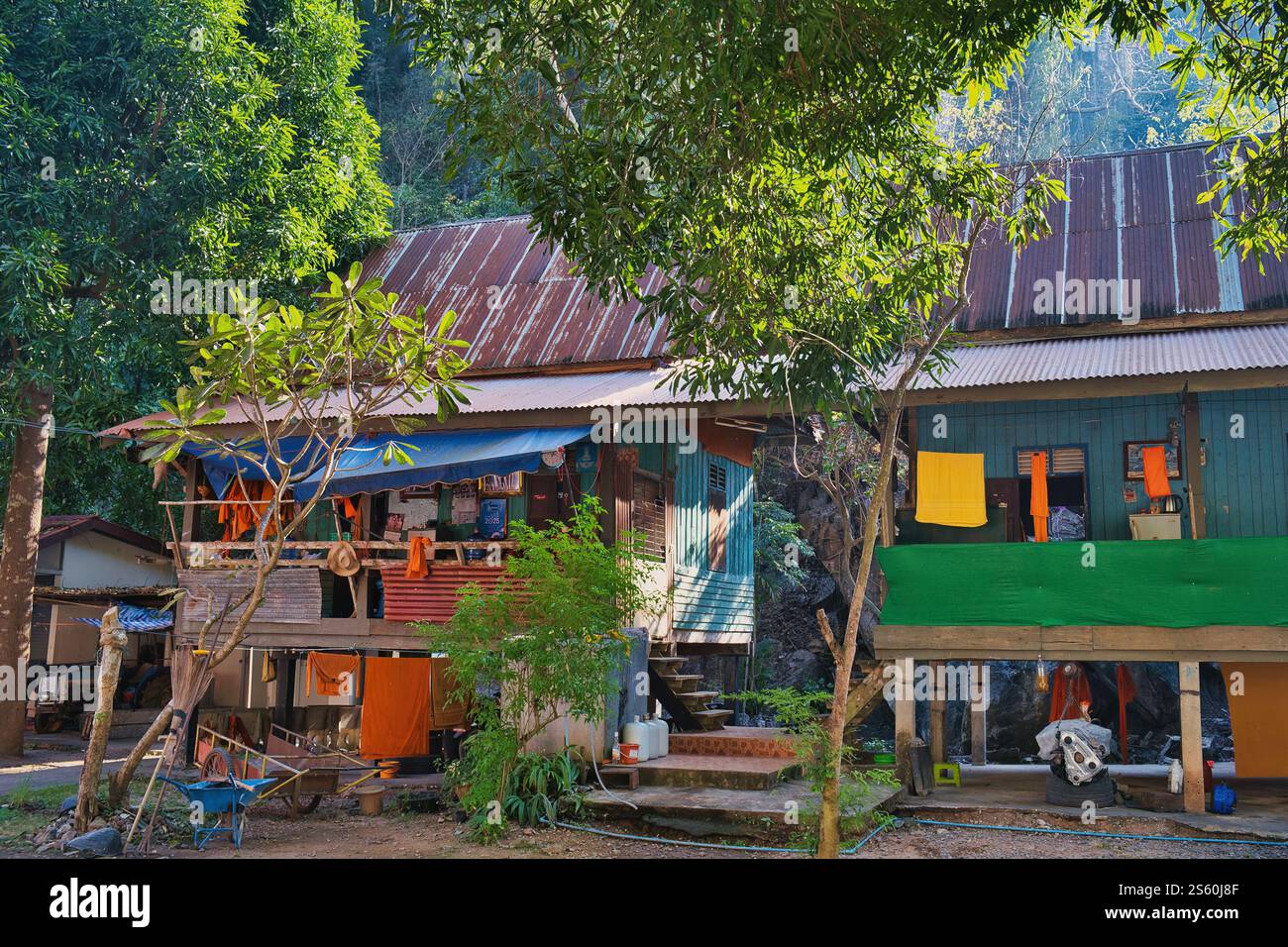 Accommodations for buddhist monks on the grounds of Wat Ban Mung, a ...