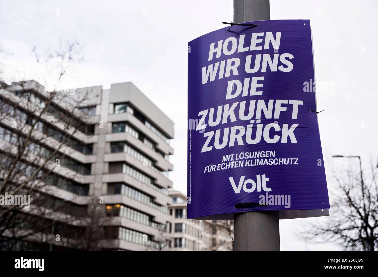 Wahlplakat zur Bundestagswahl mit Motiv Volt. Berlin, 14.01.2025 *** Election poster for the ...