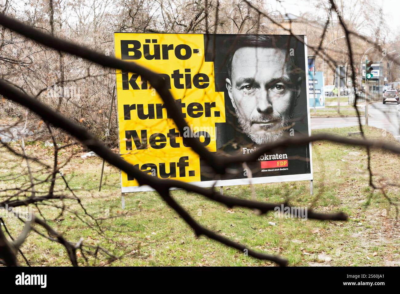 Wahlplakat zur Bundestagswahl mit Motiv FDP Christian Lindner. Berlin ...