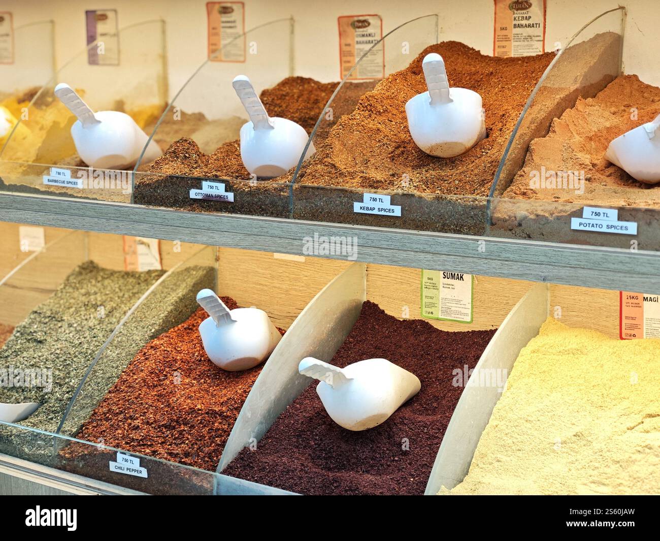 Istanbul, Turkey - November 23, 2024: Various displays of spice ...