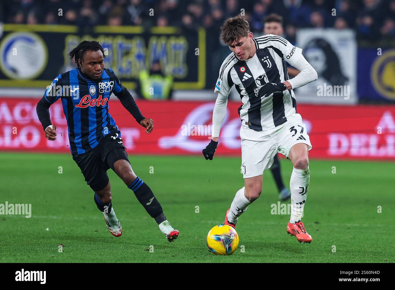 Bergamo, Italy. 14th Jan, 2025. (R-L) Nicolo Savona of Juventus FC seen ...