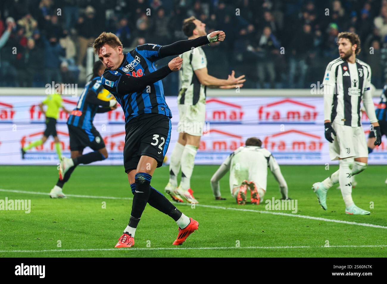 Bergamo, Italy. 14th Jan, 2025. Mateo Retegui of Atalanta BC celebrates ...