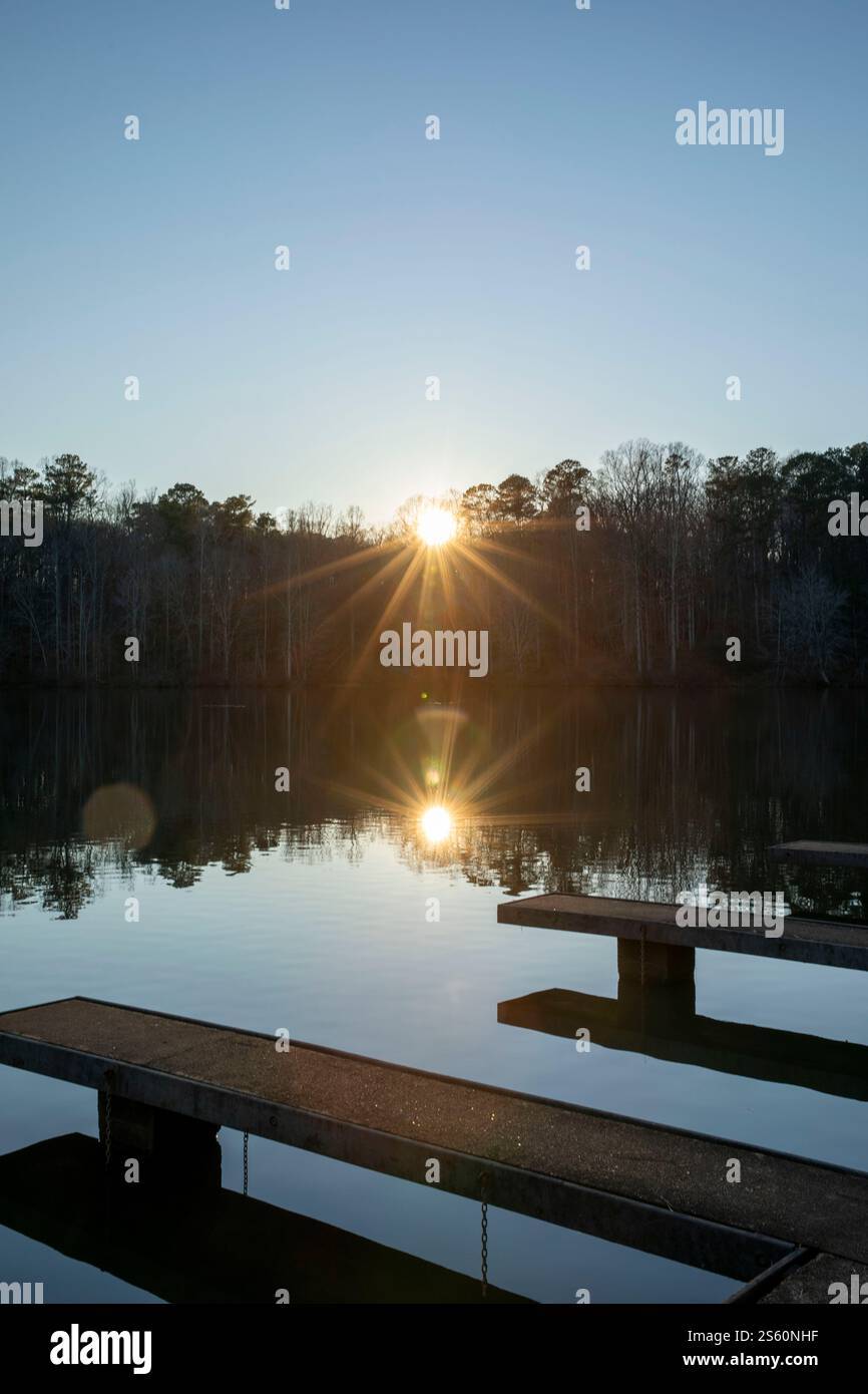 Beautiful sunset overlooking Falls Lake in North Carolina Stock Photo ...
