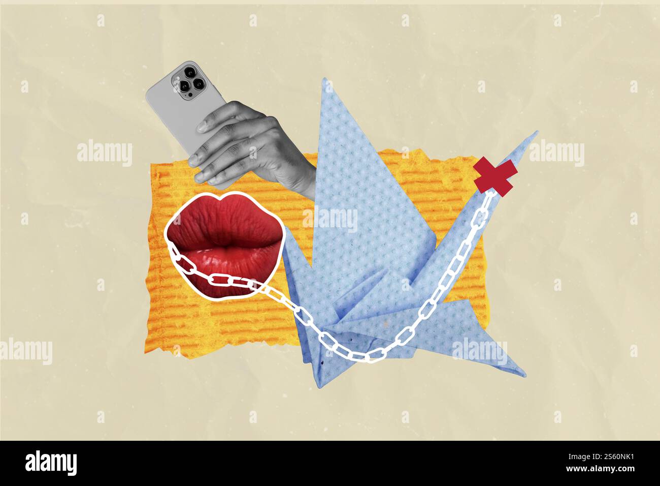 3D collage trend artwork composite sketch poster of hand hold ...