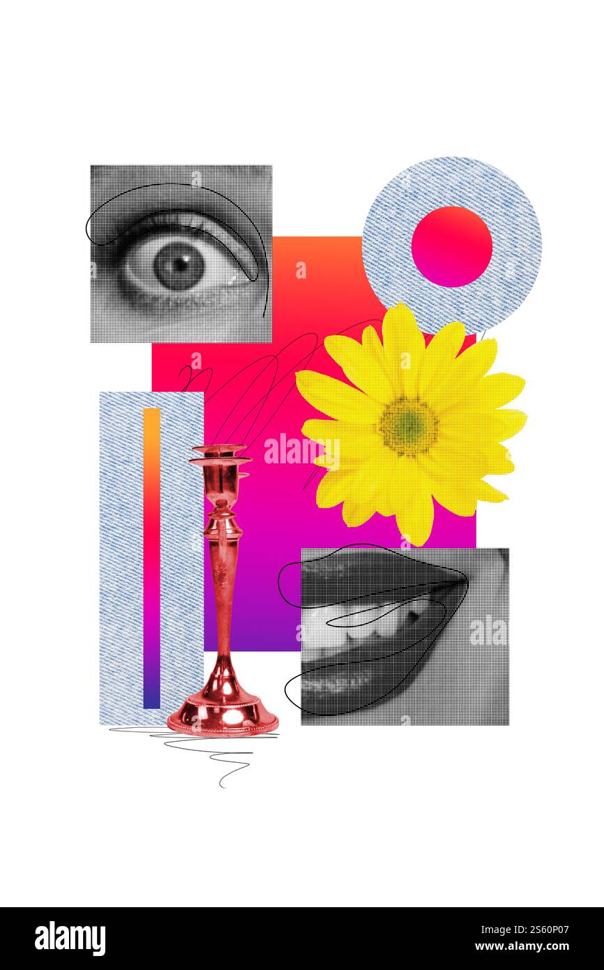 Trend template sketch design photo collage of abstract fragment face ...