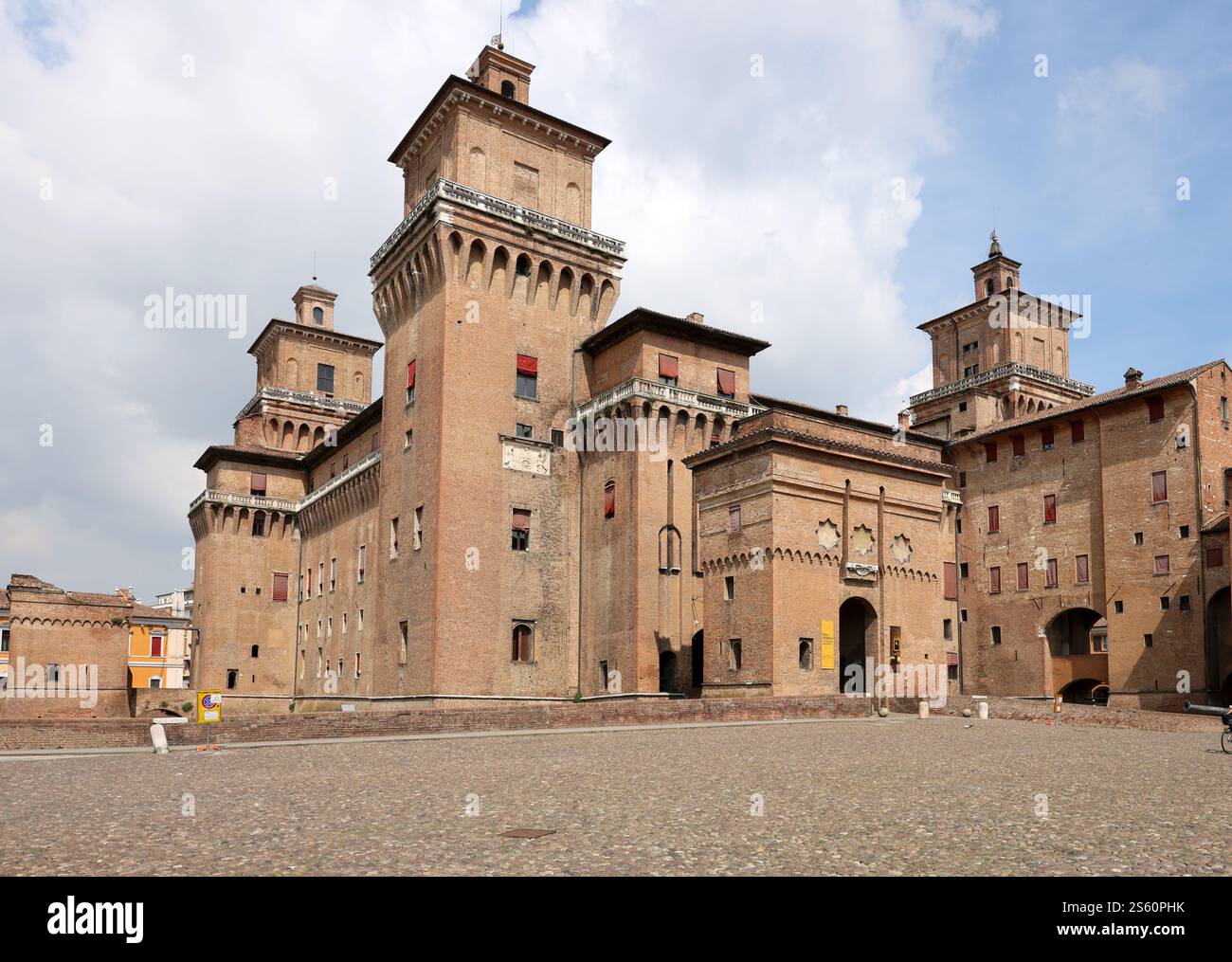 Castle Estense, a four towered fortress from the 14th century, Ferrara ...