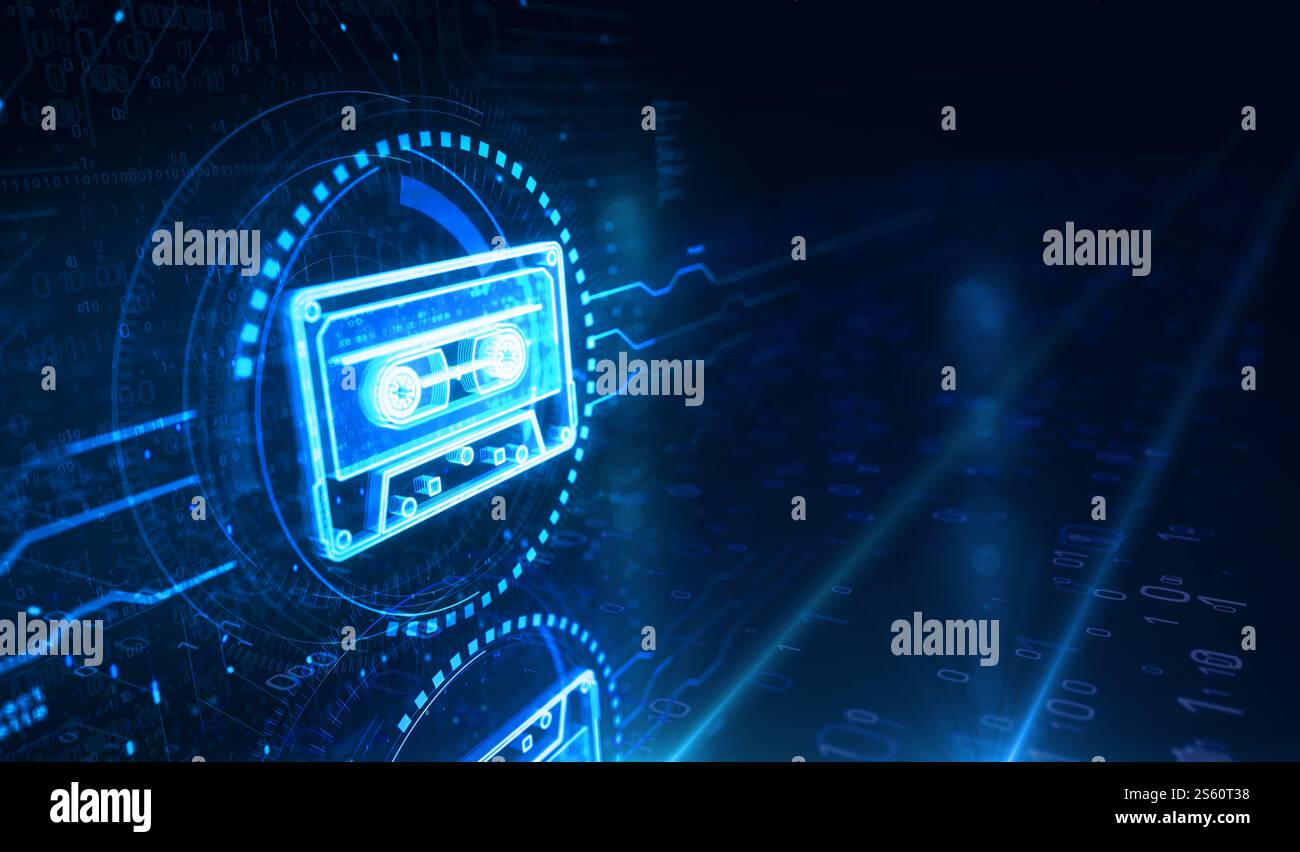 Audio Cassette tape retro 80s music record symbol digital concept ...