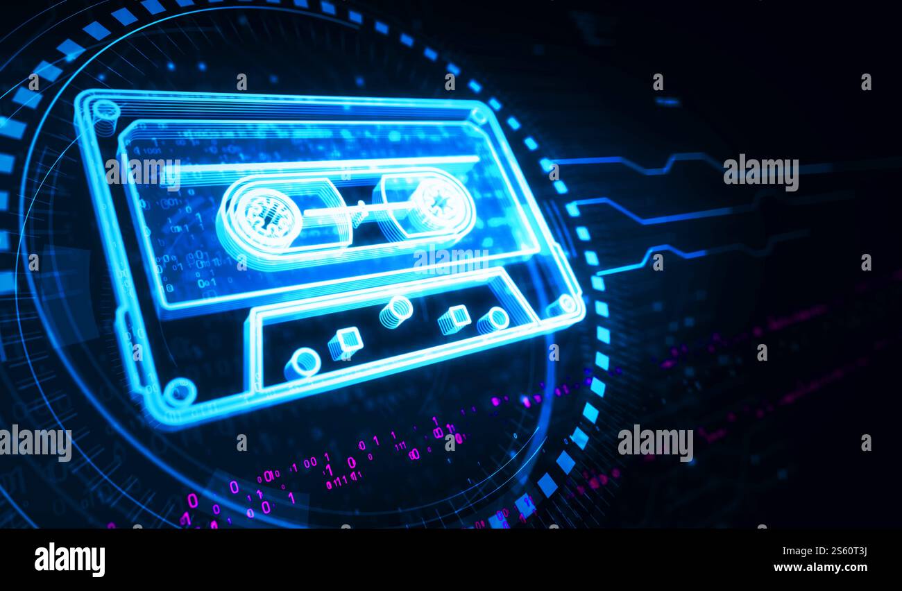 Audio Cassette tape retro 80s music record symbol digital concept ...