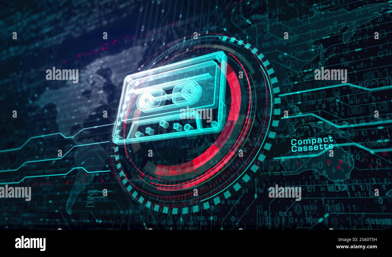 Audio Cassette tape retro 80s music record symbol digital concept ...