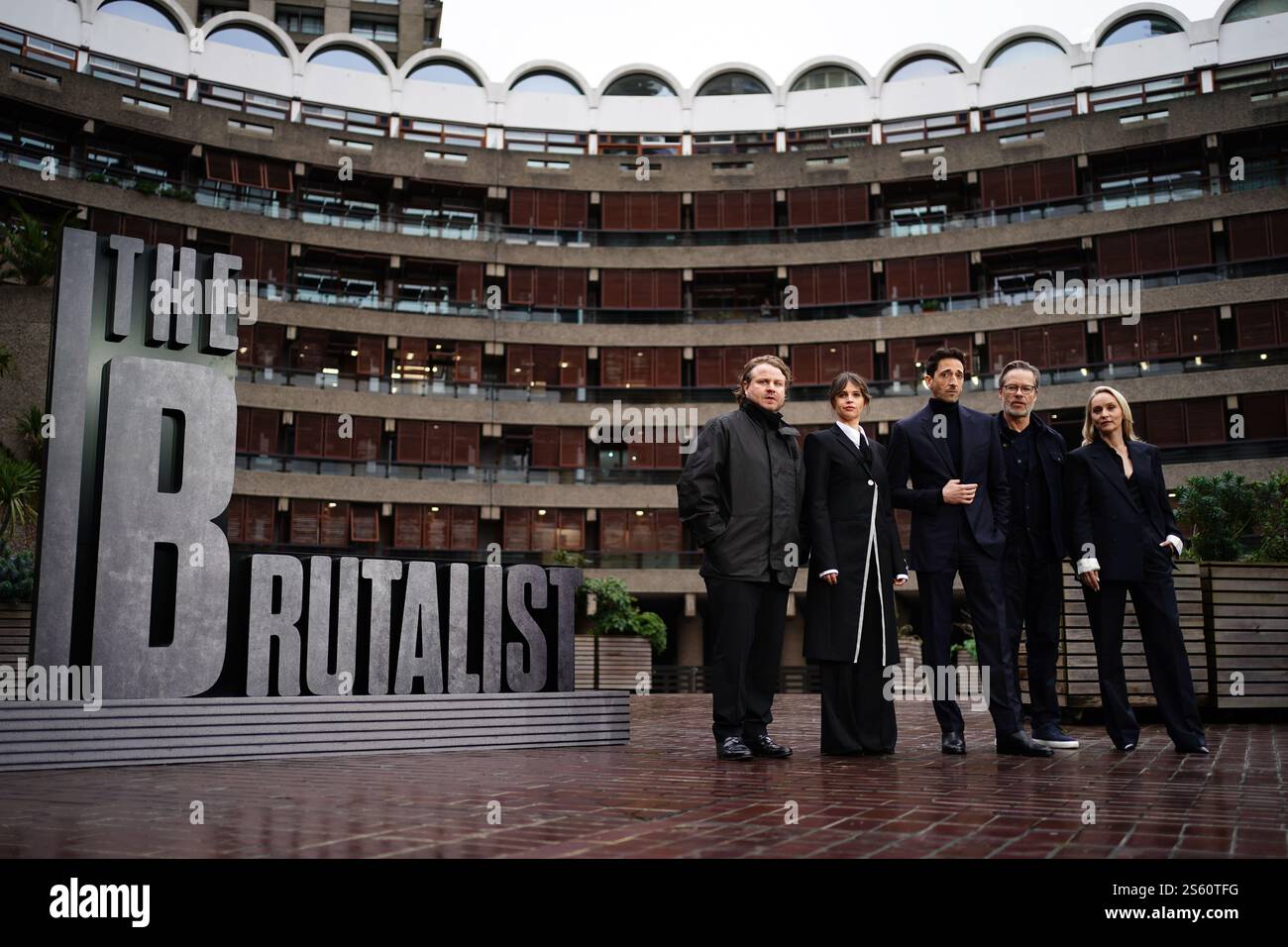 (left to right) Brady Corbet, Felicity Jones, Adrien Brody, Guy Pearce and Mona Fastvold ...