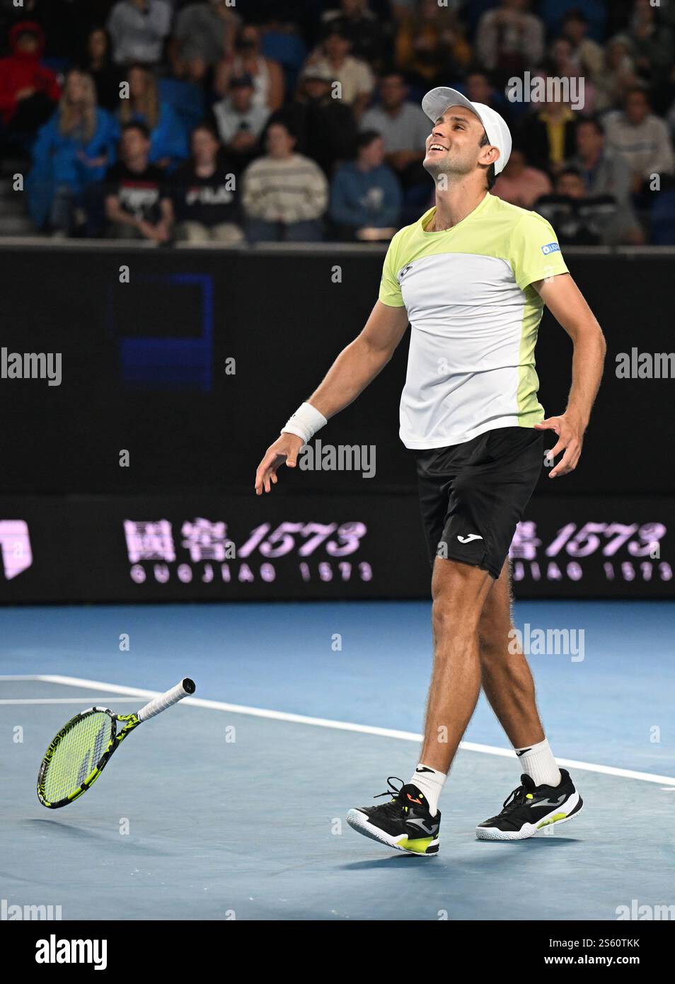 Melbourne, Australia. 15th Jan, 2025. Aleksandar Vukic of Australia reacts after winning his ...