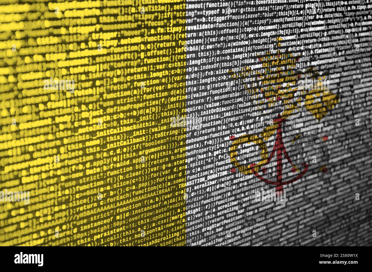 Vatican City State flag is depicted on the screen with the program code ...