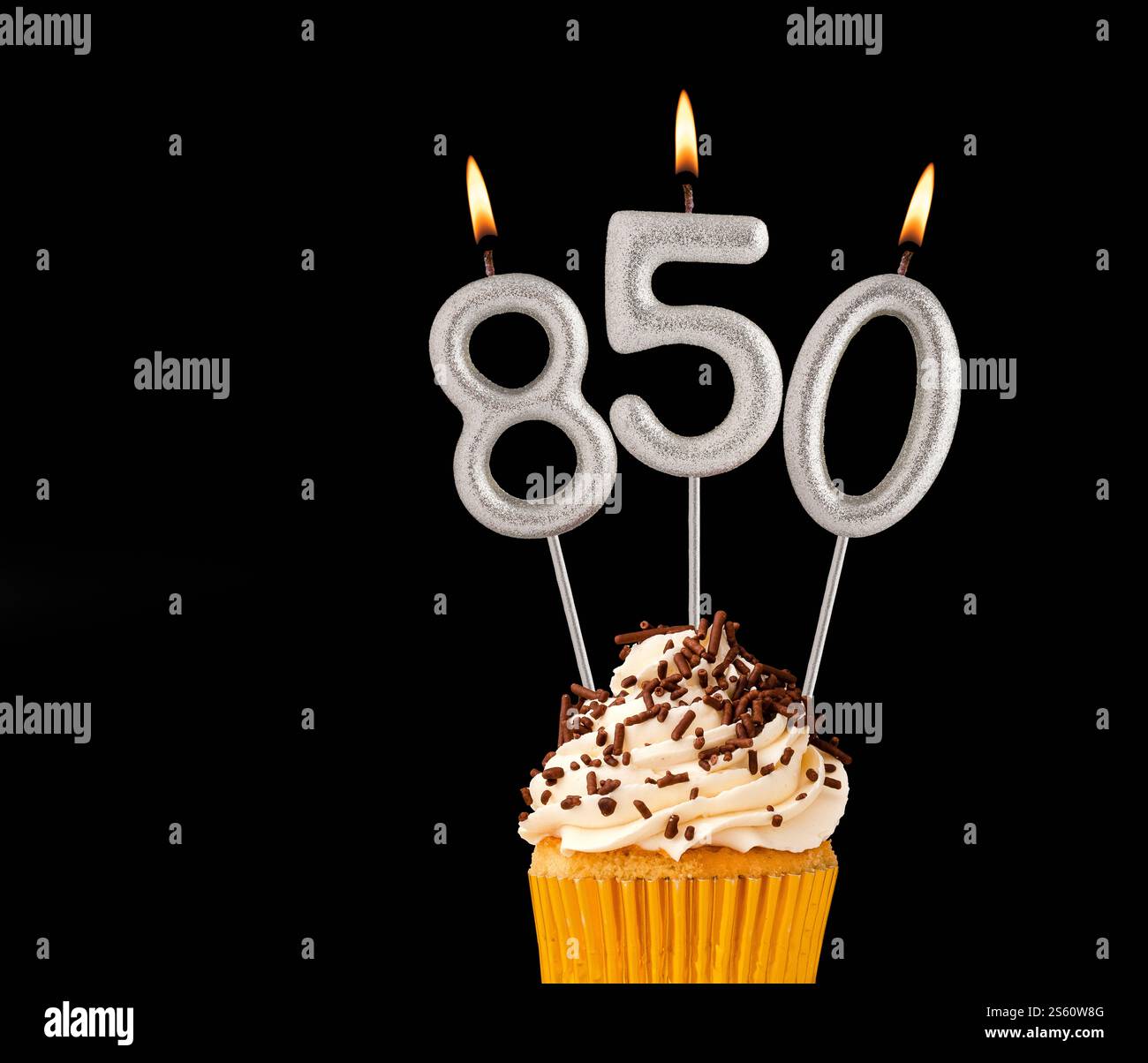 Candles forming the number 850 - Black background Stock Photo - Alamy