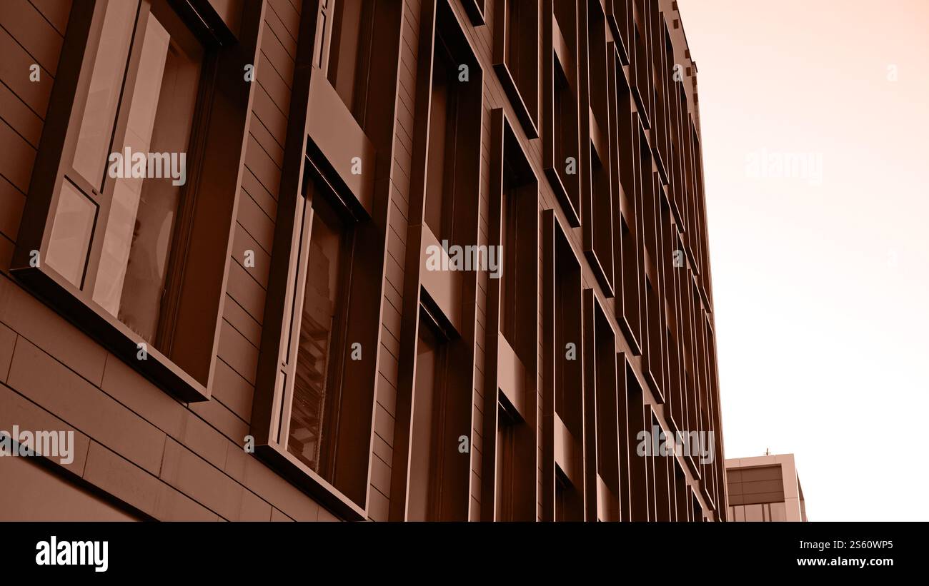 Exterior of modern dark house object, skyscraper. Real estate ...