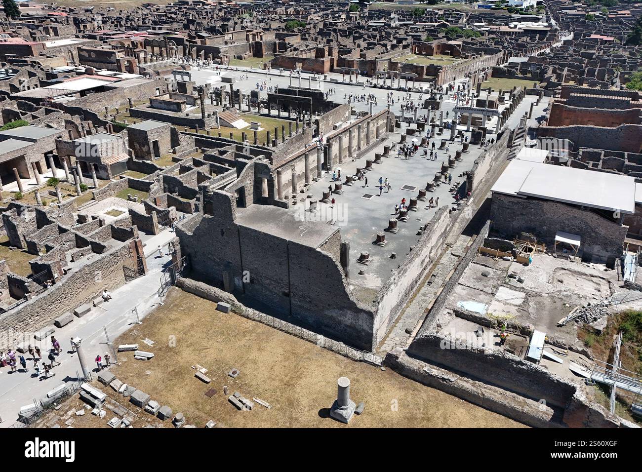 aerial view of The Basilica. Roman law courts, Pompeii. UNESCO world ...