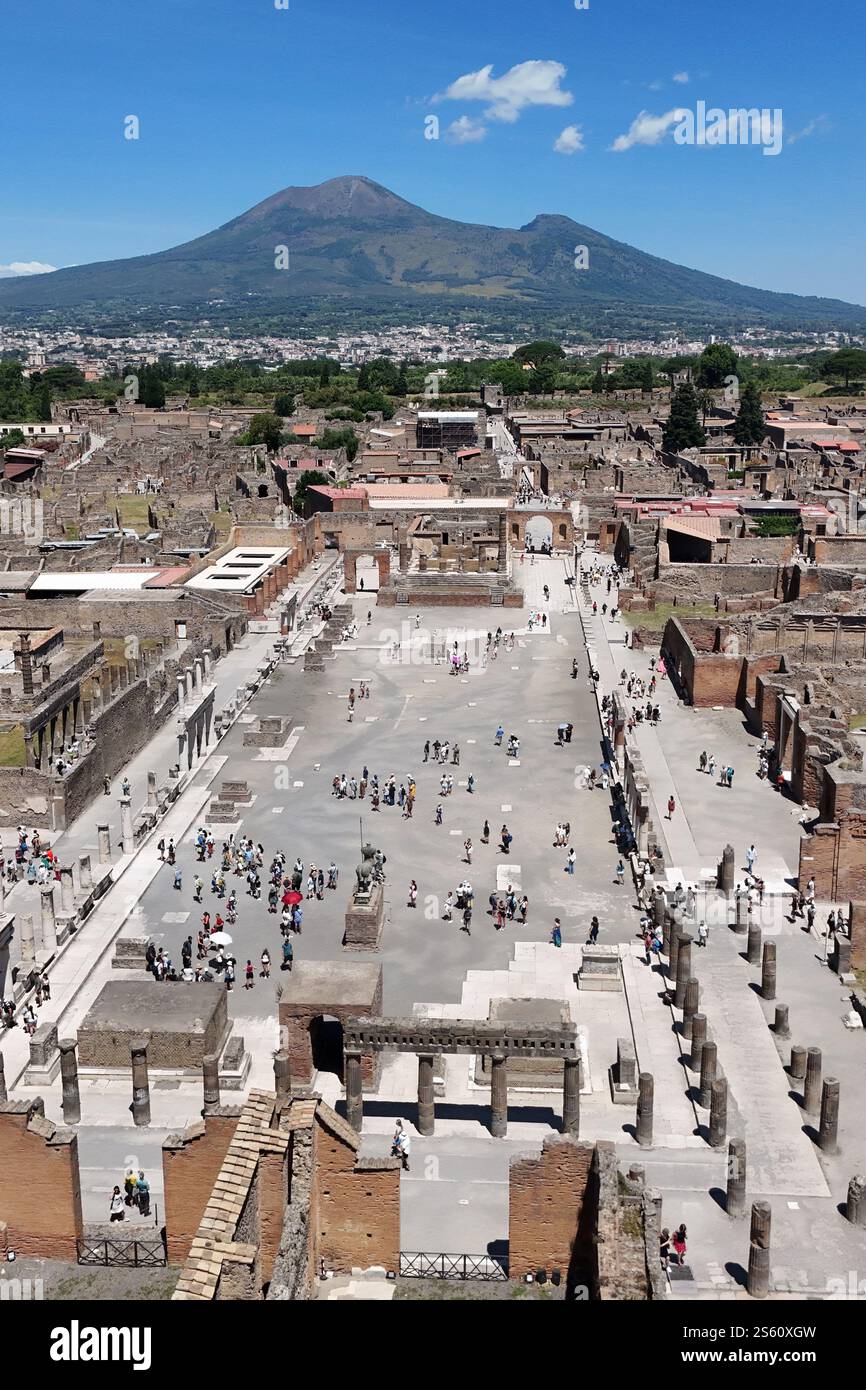 aerial view of Historic streets of the Ancient Roman city of Pompeii ...
