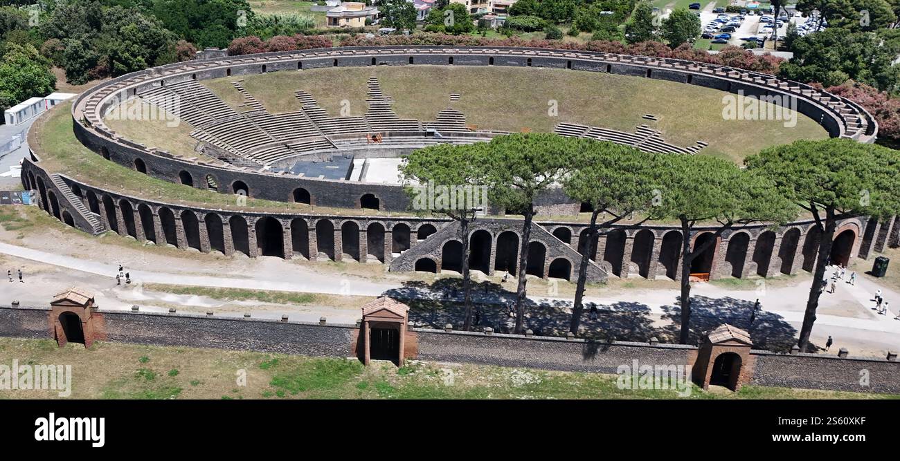 aerial view of the Amphitheatre of Pompeii, Historic World Heritage ...