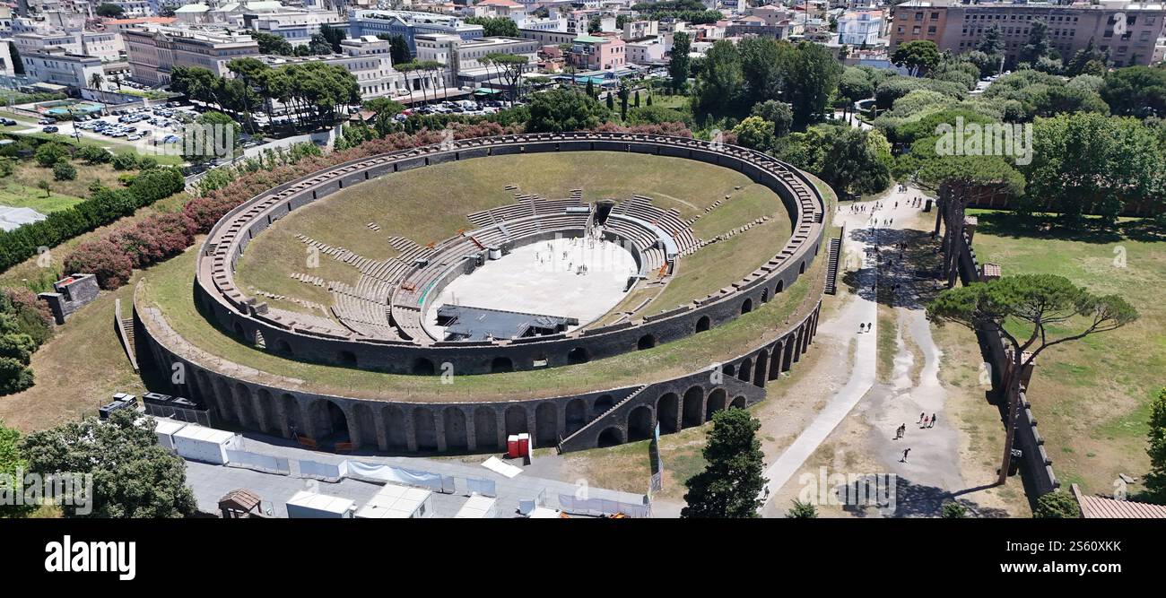 aerial view of the Amphitheatre of Pompeii, Historic World Heritage ...