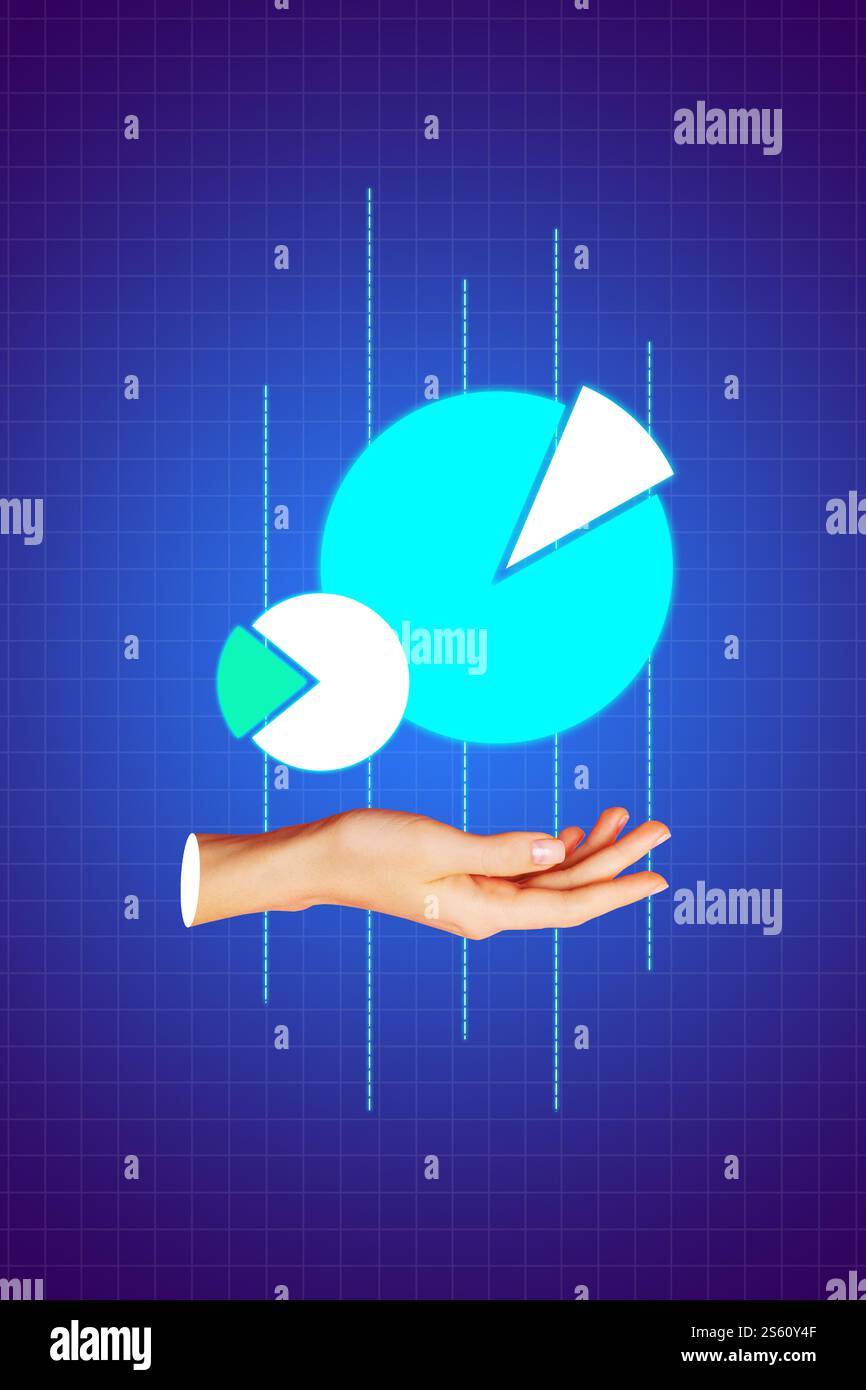 Photo poster 3d image collage banner of hand show diagram icon cyber ...
