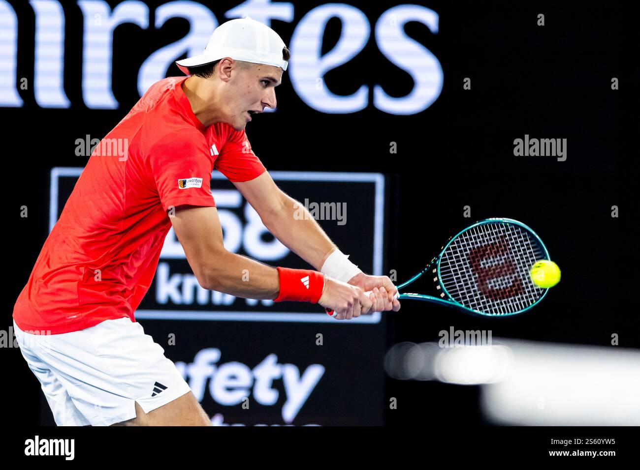MELBOURNE, VIC - JANUARY 15: Jakub Mensik of Czechia in action during ...