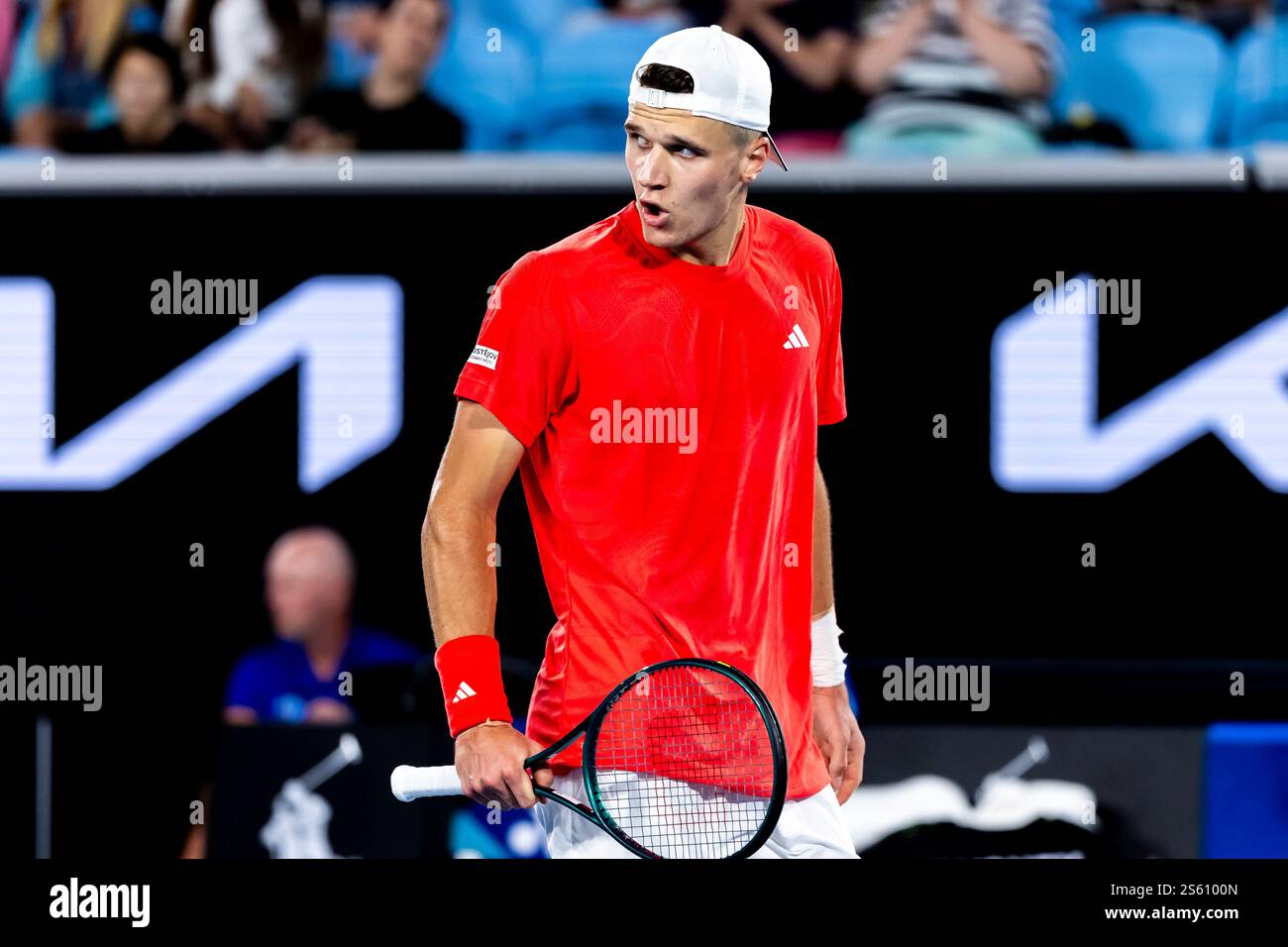MELBOURNE, VIC - JANUARY 15: Jakub Mensik of Czechia in action during ...