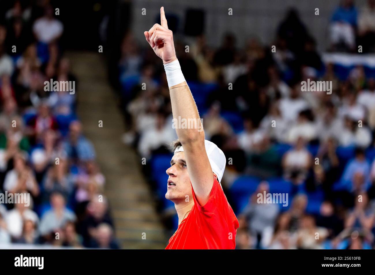 MELBOURNE, VIC - JANUARY 15: Jakub Mensik of Czechia celebrates during ...