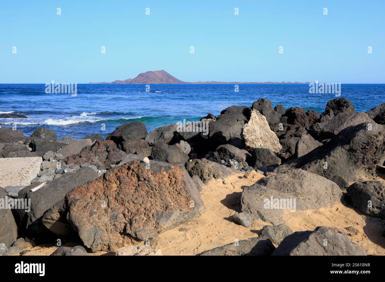 Lobos Island from Corralejo, Fuerteventura, Canary Islands, Spain Stock ...