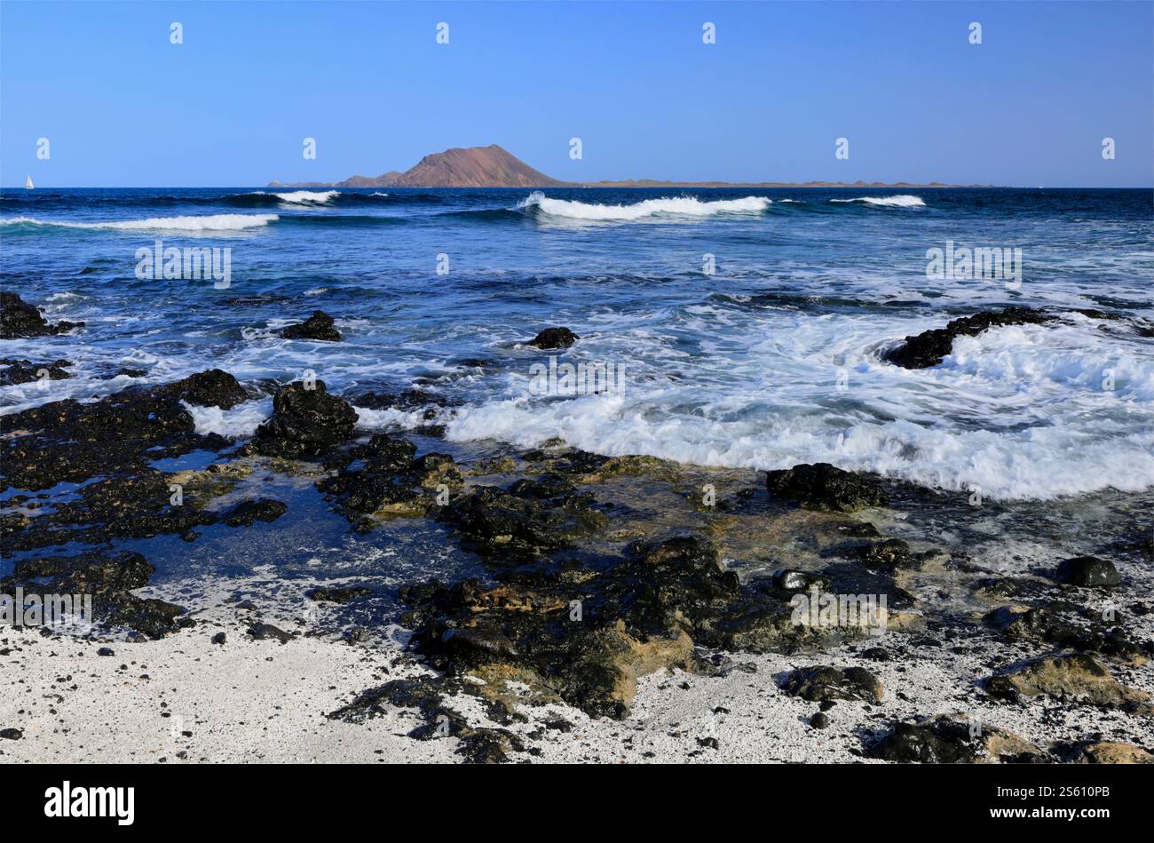 Lobos Island from Corralejo, Fuerteventura, Canary Islands, Spain Stock ...