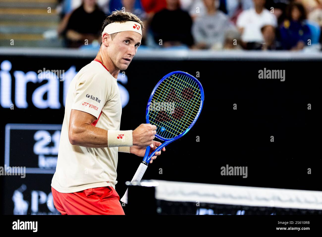 MELBOURNE, VIC - JANUARY 15: Casper Ruud of Norway celebrates during ...