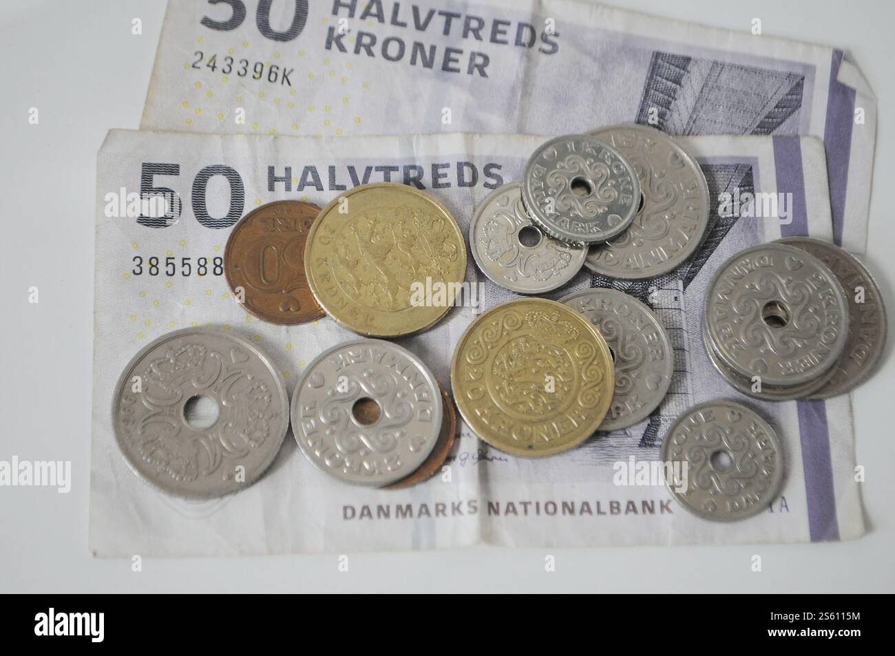 Copenhagen/ Denmark/15 JANUARY 2025/Danish kroner notes or bills and ...